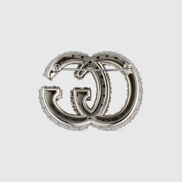 Gucci Gg Marmont Crystal Brooch - Silver-Toned Metal | Editorialist